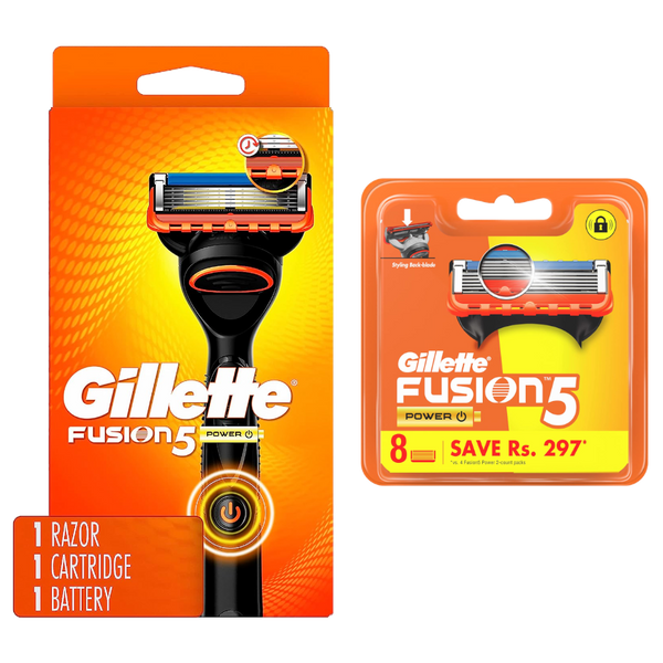 Gillette Fusion 5 POWER Razor and 8 Blades Combo Pack - ZOTO