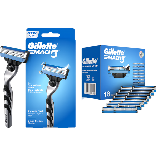 Gillette Mach3 Razor & Blades 16 Pieces Combo - ZOTO