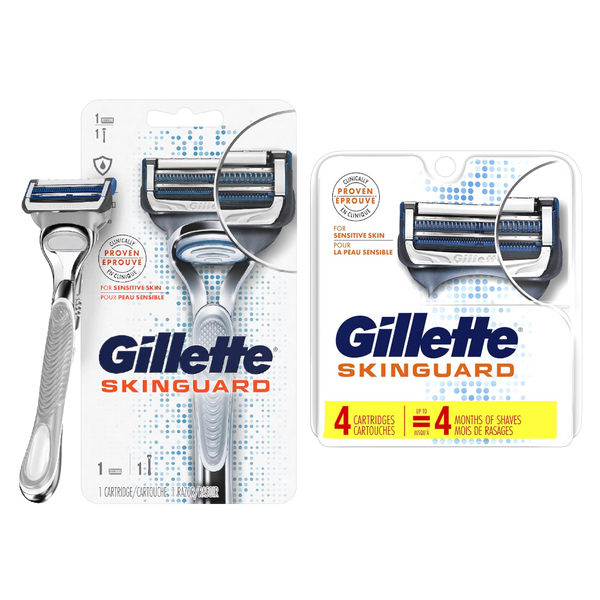 Gillette SkinGuard razor and 4 pack blades - ZOTO
