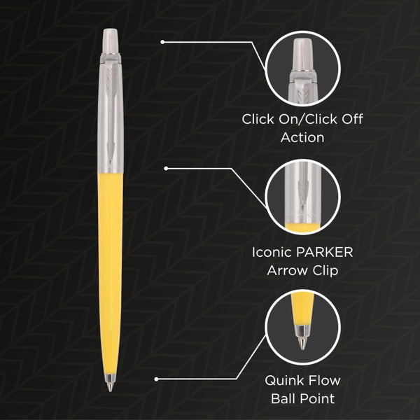 Parker Jotter Original Chrome Trim Yellow Ballpoint Pen. Blue & free b ...